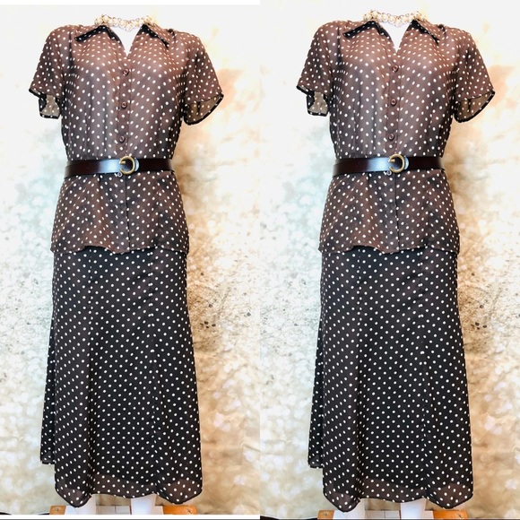 Rena Rowan | Dresses | Women Rena Rowan Polka Dot Blouseskirt Set Sz ...